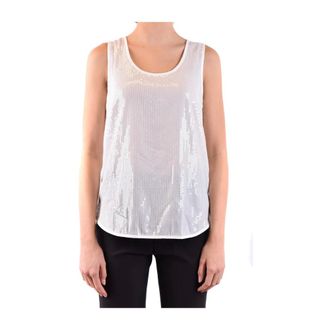 P.A.R.O.S.H. P.a.r.o.s.h. - D&eacute;bardeur Blanc sans Manches avec Paillettes - Femme - Tops - Blanc - Taille: 36 FR