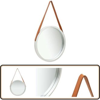 vidaXL Wandspiegel mit Gürtel 50 cm Silbern - Vintage Spiegel - Wandspiegel Rund - Großer Spiegel - Dekospeigel - Badezimmer Spiegel