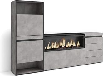 Skraut Home | Schuhregal, Schuhschrank | Schuhaufbewahrung | 224x145x35 cm | Für Schlafzimmer, Zimmer | Elektrokamin XXL | Kommode mit Schubladen | Moderner Stil 