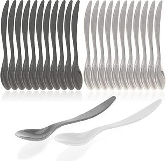 Com-Four 24x cuill&egrave;res &agrave; oeufs en plastique - cuill&egrave;res &agrave; dessert r&eacute;utilisables - cuill&egrave;res en plastique sans BPA - couverts r&eacute;utilisables lavables au lave-vai