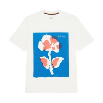 Paul Smith Homme, Tops, Blanc, Taille: XL T-shirt &agrave; imprim&eacute; floral en blanc