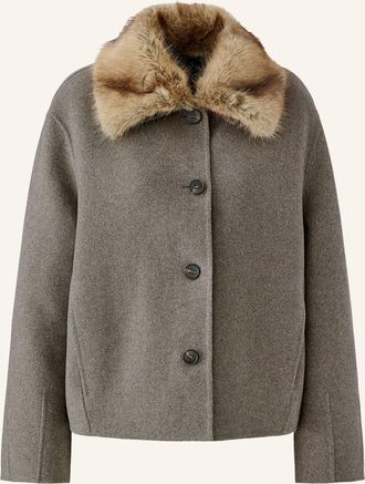 Oui Jacke Mit Abnehmbarem Kunstfell-Kragen beige
