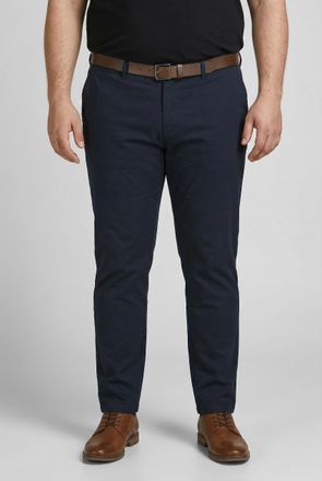 Jack & Jones Plus Size Chinohose JPSTMARCO ADAM BELTED CHINO PLS, Herren, Gr. 52, L&auml;nge 32, schwarz navy, Web, Obermaterial: 98% Baumwolle, 2% Elasthan, JACK & JONES PLUSSIZ
