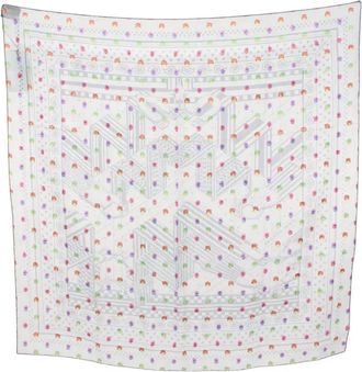 Herm&egrave;s 2021-2025 Sangles En Zig Zag Pois Rainbow Silk Acetate Scarf scarves - Blau