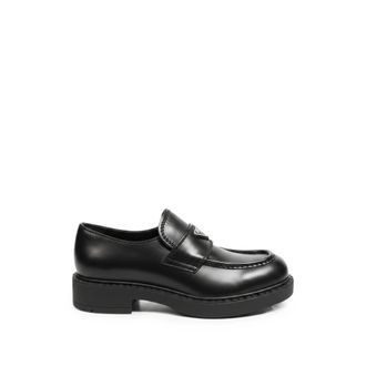 Prada Logo-plaque Leather Loafers