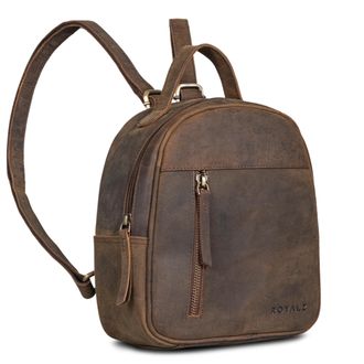Royalz Olympia Lässiger Kleiner Lederrucksack Damen Echtleder im Vintage Look - Eleganter Mini Rucksack perfekt als Tagesrucksack Cityrucksack Rucksackhandta