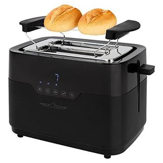 Profi Cook ProfiCook Toaster 2 Scheiben mit Br&ouml;tchen Aufsatz und extra breitem Toast-Schlitz, Auftaufunktion, 7 einstellbare Br&auml;unungsstufen Edelstahl gleichm&auml;&szlig;i