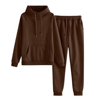 Generic Surv&ecirc;tement 2 pi&egrave;ces pour femme - Doux - Sweat &agrave; capuche - Confortable - Tenue d&eacute;contract&eacute;e - Couleur unie - Sweat &agrave; capuche avec cordon de serrage, c