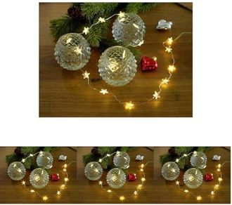 Konstsmide 3139-103, LED Dekolichterkette, 40 transparente Sterne, mit an/aus Schalter, mit Funkeleffekt, 40 warm wei&szlig;e Dioden, batteriebetrieben, Innen, silberf