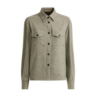Kiton Chemise Veste en Laine et Cachemire M&eacute;lang&eacute;s - Femme - Vestes - Vert - Taille: 40 FR
