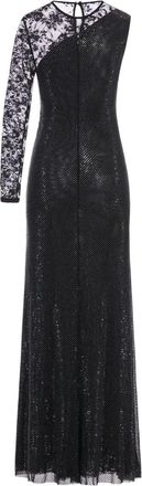 Self Portrait robe longue à ornements strassés - Noir