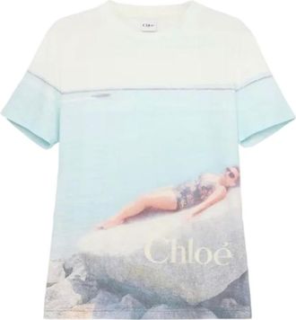 Chlo&eacute; Femme, Tops, Multicolore, Taille: 40 FR T-Shirt Logo Col Rond
