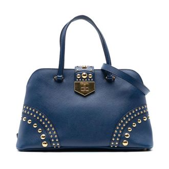 Prada Pre-owned Studded Top Handle Bag - - Pre-owned - Damen - Blau - ONE SIZE