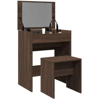 vidaXL Coiffeuse et tabouret chêne marron 60x40x113,5 cm - Vidaxl