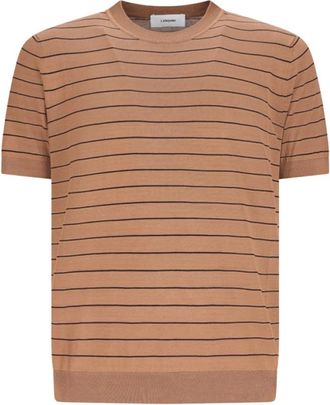 Lardini Homme, Pulls, Brun, Taille: S T-shirt en soie ray&eacute;