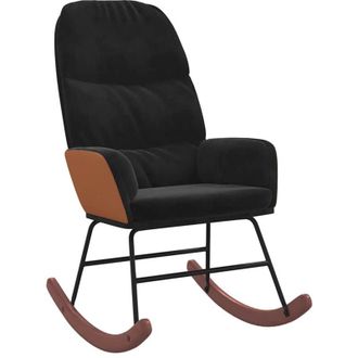vidaXL Schaukelstuhl Schwarz Samt - Vidaxl