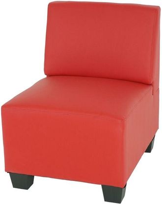 Hhg neuwertig] Modular Sessel ohne Armlehnen, Mittelteil Moncalieri, Kunstleder rot
