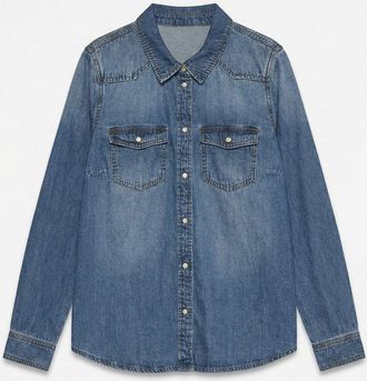 Vero Moda Klassische Bluse VMMARIA LS DENIM SLIM SHIRT MIX NOOS