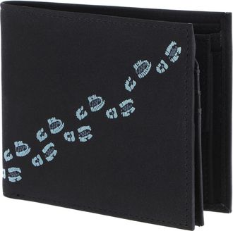Oxmox Geldb&ouml;rse New Cryptan Querscheinb&ouml;rse Footsteps Print Cyan Black schwarz
