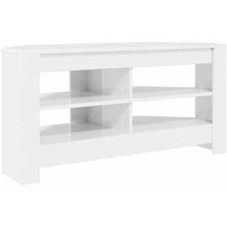 vidaXL vidaXL MeubleTVdAngle Blanc brillant 102 x 40,5 x 45 cm