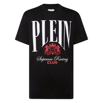 Philipp Plein Homme, Tops, Noir, Taille: S T-Shirt Col Rond Racing