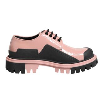 Dolce & Gabbana Rosa Leder Schn&uuml;rsneaker - - Shoes - Damen - Rosa - 36 1/2 EU