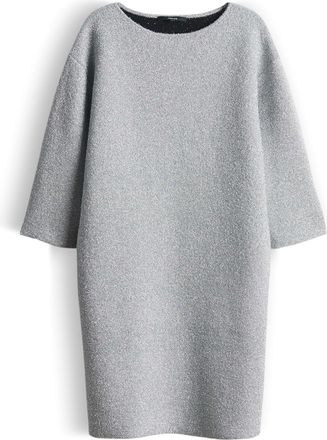 someday Damen Midikleid | QALUXE schimmerndes Strickkleid im O-Shape Shiny Silver, 36