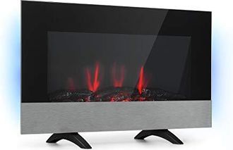 Klarstein Basel Baseline - cheminée électrique soufflante, 2000 W, 2 Vitesses, Simulation de Flamme LED en 7 Couleurs, rétro-éclairage LED, Thermostat, minuteri