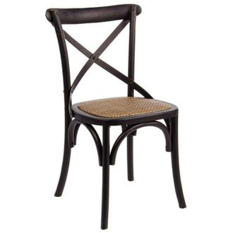BIZZOTTO Bizzotto - Chaise bistrot 50,5x52x87 cm en bois noir et rotin naturel - knei