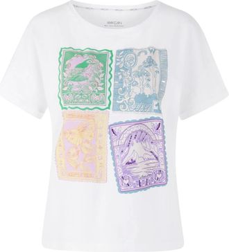 Marc Cain Femme, Tops, Blanc, Taille: 42 FR T-shirt en coton orn&eacute;