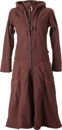 vishes Alternative Bekleidung - Langer, warmer Fleece Mantel mit Zipfelkapuze braun 36-38