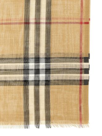 Burberry Check-Print Wool and Silk Scarf - Beige