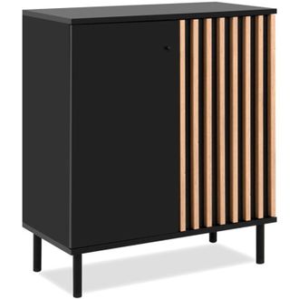 Calicosy Calicosy - Buffet petit mod&egrave;le 2 portes noir et bois Monza