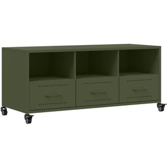 vidaXL Meuble TV vert olive 100,5x39x43,5 cm acier vidaXL