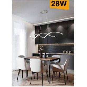 Trade Shop Plafonnier Led Moderne &agrave; Vagues Torsad&eacute;es 28 W, Lumi&egrave;re 6 500 K, 4 000 K, 3 000 K, B56a