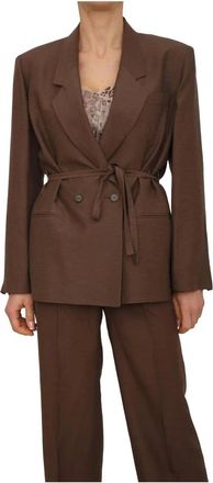 Blugirl Femme, Vestes, Brun, Taille: 42 FR Giacca Over Lino Enver Satin