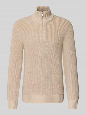 Mc Neal Slim Fit Strickpullover aus reiner Baumwolle mit Troyer-Kragen