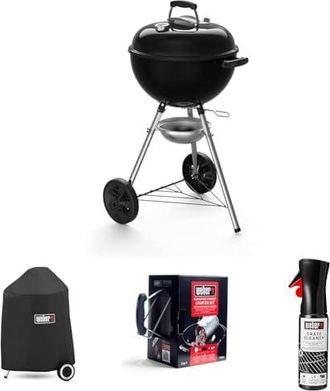 Weber Original Kettle Holzkohlegrill, &Oslash; 47cm Grillf&auml;che, BBQ Grill mit porzellanemaillierten Deckel & Kessel, Deckelthermometer, One-Touch Reinigungssystem 