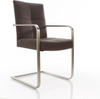 SIX Esszimmer Freischwinger Bürostuhl Libero Besucherstuhl Edelstahl - Echt Leder Braun Marke