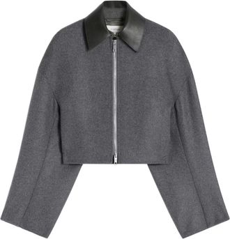 Sportmax Femme, Vestes, Gris, Taille: 40 FR Veste en Laine Grise Box Fermeture Éclair