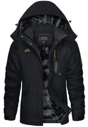 KEFITEVD Skijacke Damen Atmungsaktiv Winddicht Verdickt Fleecejacke Herbst Winter Jacke Winterparka mit Reißverschlusstaschen Bergsteigerjacke für Skifahren Sc
