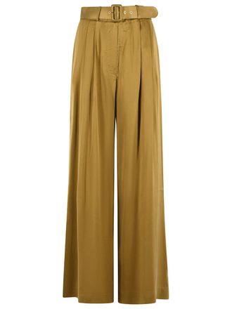 Zimmermann Pantalon en soie vert olive Zimmermann Tuck