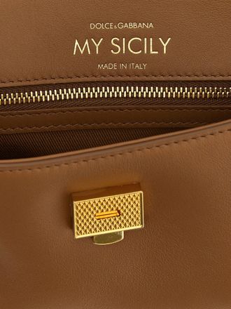 Dolce & Gabbana My Sicily Calfskin Leather Top Handle Bag - Tan