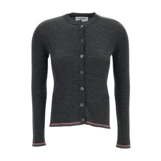 Thom Browne Merino-Woll Rippstrick-Cardigan - - Knitwear - Damen - Grau - M