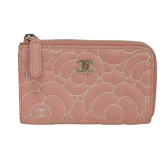 Chanel Porte-monnaie pr&eacute;-poss&eacute;d&eacute; en cuir de veau Cam&eacute;lia - Femme - Pre-owned - Rose - Taille: ONE Size