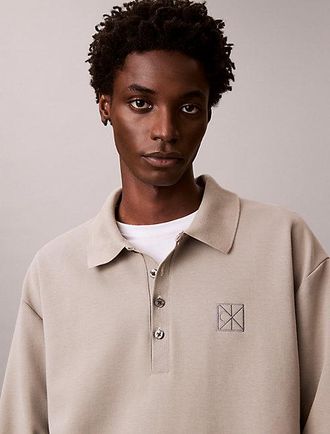 Calvin Klein Polo &agrave; manches longues avec logo embl&eacute;matique