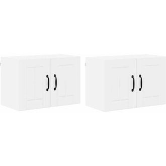 vidaXL Küchenwandschränke mit Tür 2 pcs Hochglanz Weiß 60 x 31 x 40 cm vidaXL