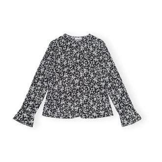 Ganni Bedruckte Crepe O-Neck Bluse - - Blouses & Shirts - Damen - Mehrfarbig - S