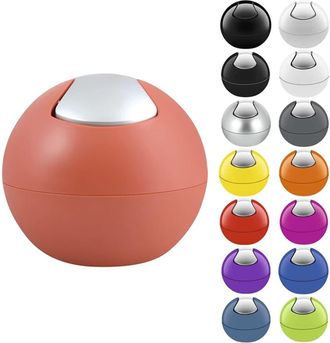 Spirella Kosmetikeimer 1 Liter Abfalleimer Schwingdeckeleimer Tischabfalleimer Bowl Terracotta Rot matt, Terrakotta