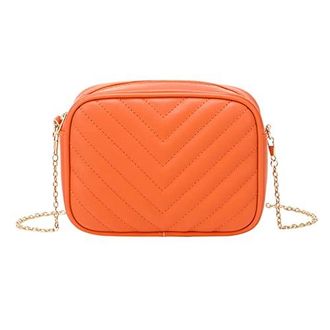 Generic Sac &agrave; bandouli&egrave;re tendance pour femme avec motif &agrave; rayures &eacute;l&eacute;gant et design fonctionnel en cha&icirc;ne pour un compagnon &eacute;l&eacute;gant au quotidien, Orange, Tai